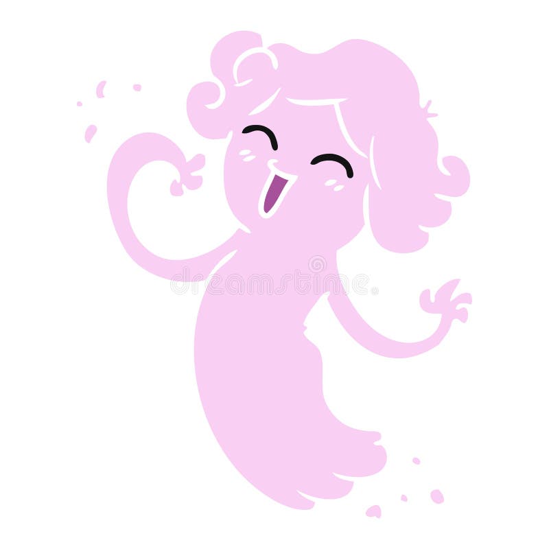 Hand Drawn Cartoon Doodle of a Happy Pink Ghost Stock Vector ...