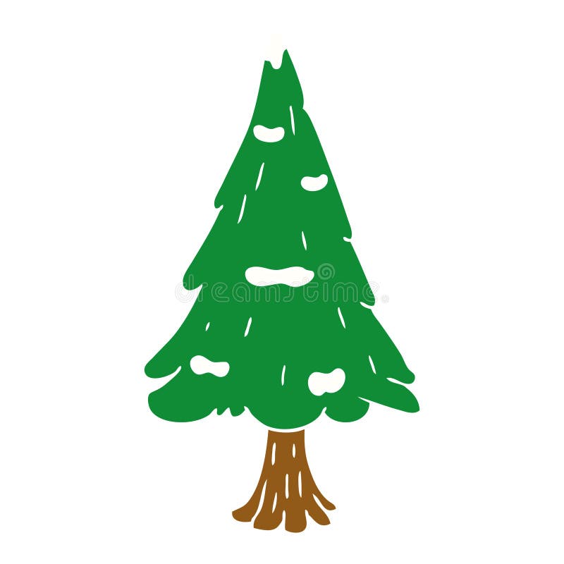 Hand Drawn Cartoon Doodle Single Snow Covered Tree Stock Vector ...
