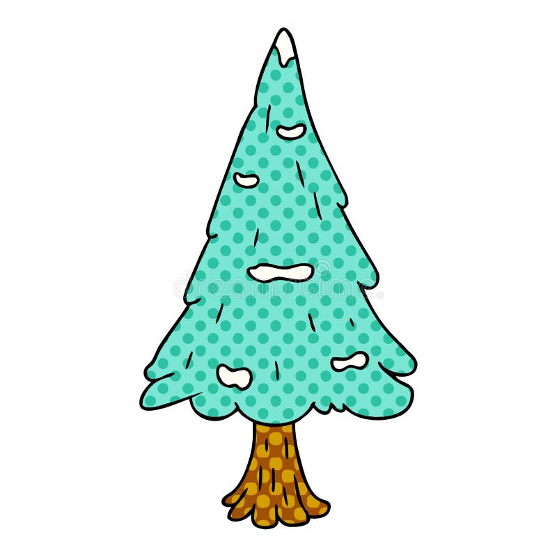 Hand Drawn Cartoon Doodle Single Snow Covered Tree Stock Vector ...