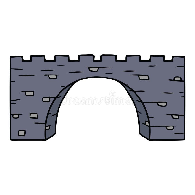 Hand Drawn Cartoon Doodle of a Stone Bridge Stock Vector - Illustration ...