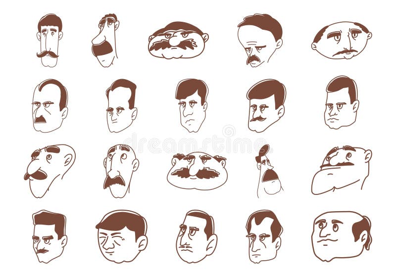 Hand Drawn Cartoon Face Design Element Set Stock Vector - Illustration ...