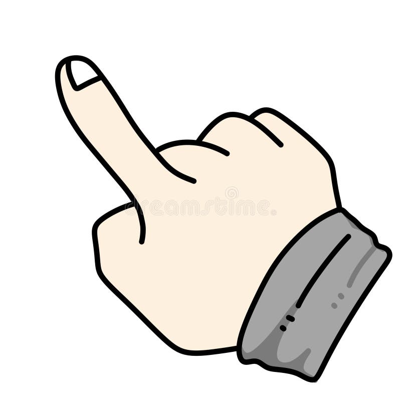 Hand Gesture with Finger Up Cartoon for Coloring Stock Illustration ...