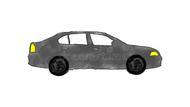 Hand Drawn Cartoon Gray Car Driving in a Loop in Alpha Channel Stock ...