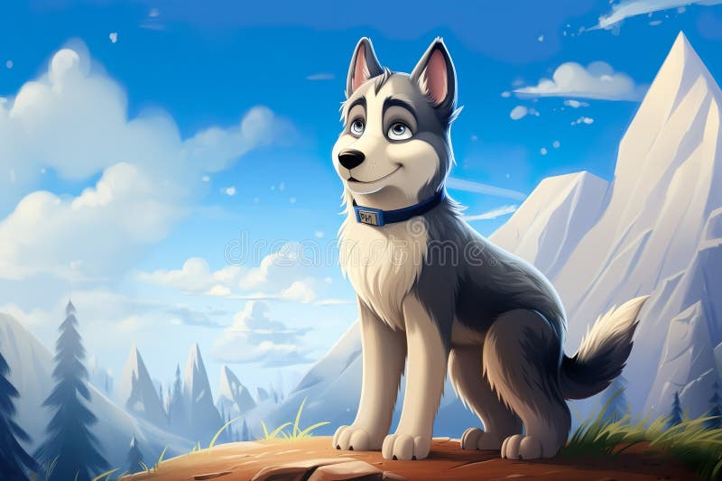 Hand Drawn Cartoon Husky Illustration Ai Generated Stock Illustration ...