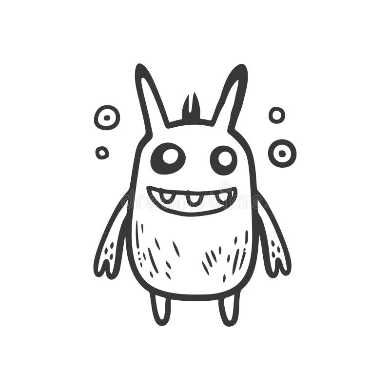 Hand-drawn Cartoon Illustration of a Happy Monster Stock Vector ...