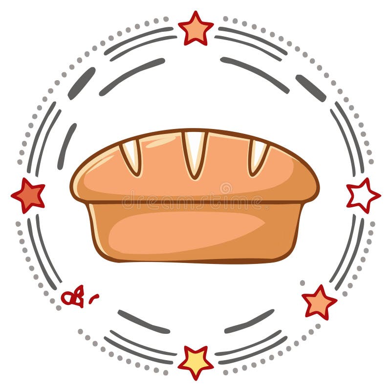 Hand Drawn Cartoon Loaf of Bread in a Decorative Star Frame, Bakery ...
