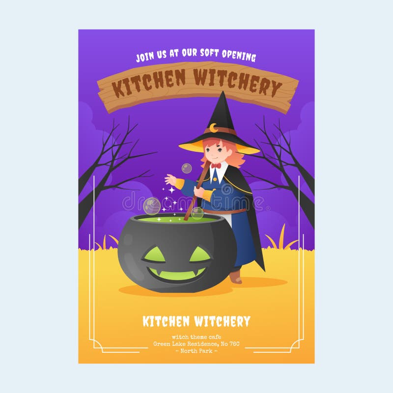 Hand Drawn Cartoon Magic and Witchcraft Poster Stock Illustration ...