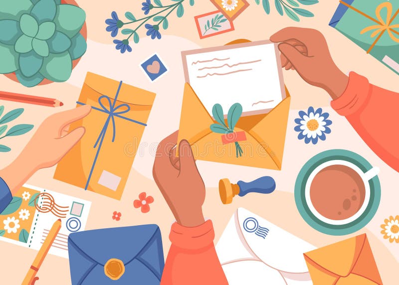 Hand Drawn Cartoon Mail Illustration Stock Illustration - Illustration ...