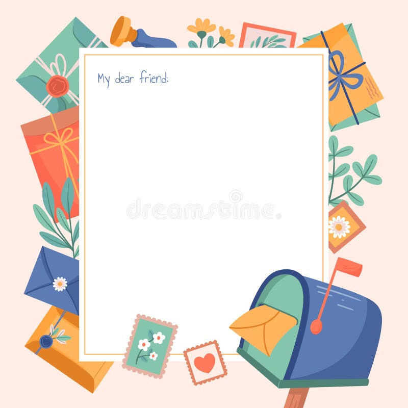 Hand Drawn Cartoon Mail Illustration Stock Illustration - Illustration ...