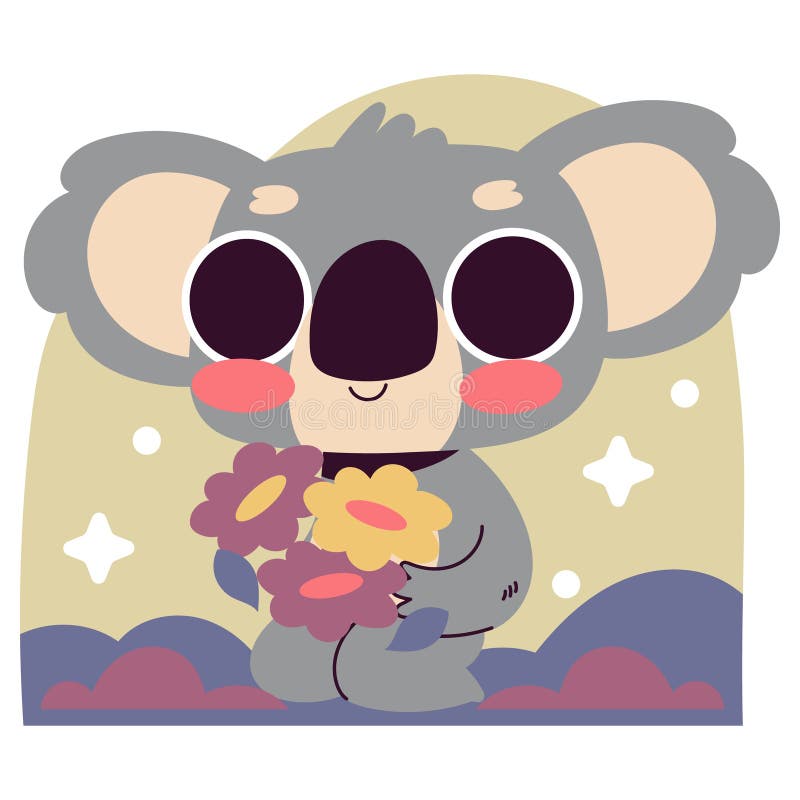 Hand Drawn Cartoon Naive Koala Sticker Set Vector Illustration. Stock Vector - Illustration of ...