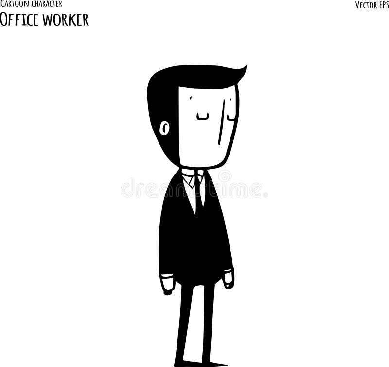 Hand Drawn Cartoon Office Worker Character. Vector Stock Vector ...