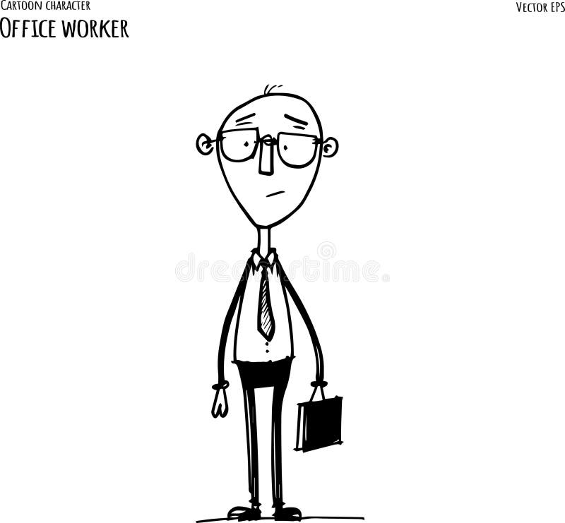 Hand Drawn Cartoon Office Worker Character. Vector Stock Vector ...