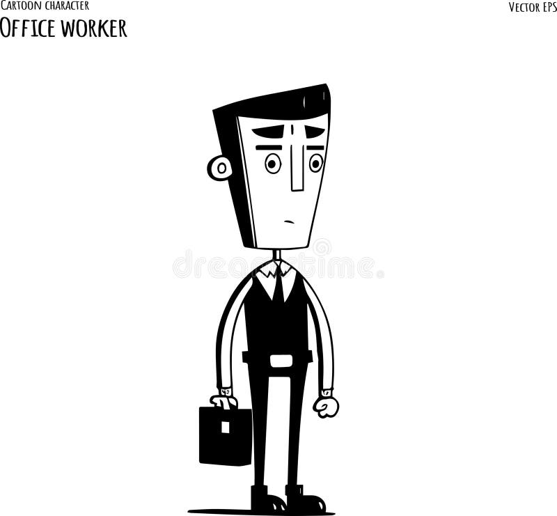 Hand Drawn Cartoon Office Worker Character. Vector Stock Vector ...