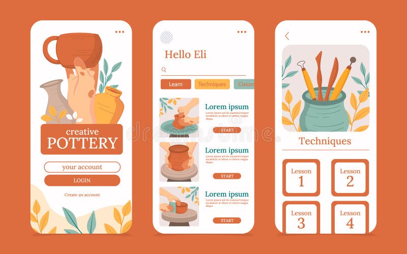 Hand Drawn Cartoon Pottery App Design Stock Illustration - Illustration ...