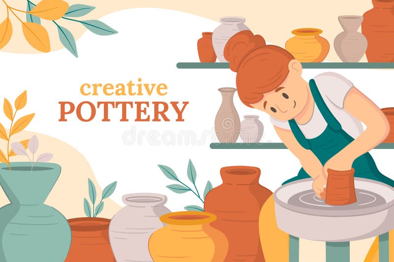 Hand Drawn Cartoon Pottery Background Stock Illustration - Illustration ...