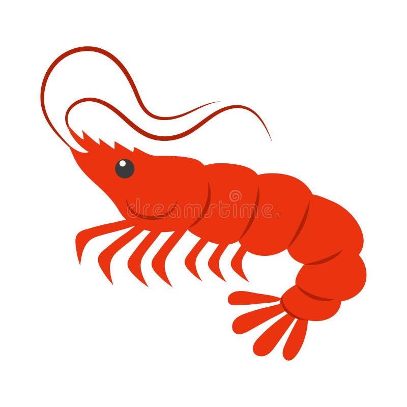 Hand Drawn Cartoon Shrimp. Vector Illustration of Icon, Logo Stock ...