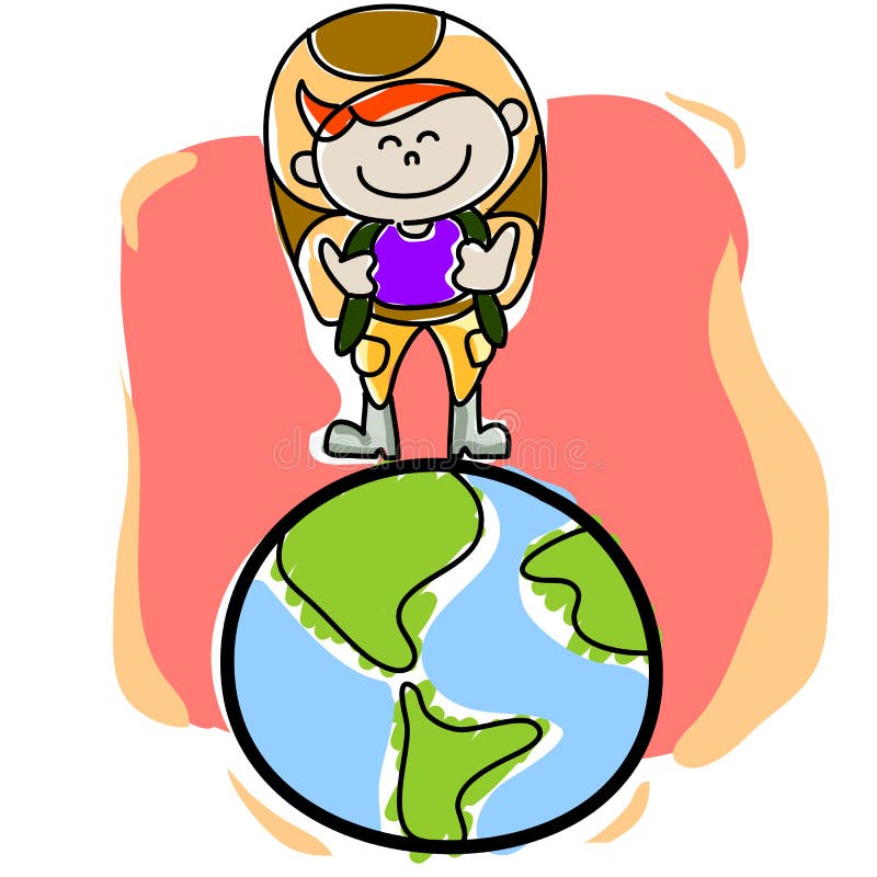 Hand-drawn Cartoon Traveller Stock Illustration - Illustration of ...