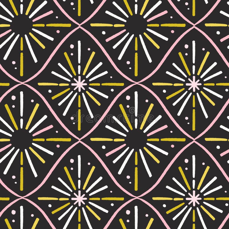 Hand Drawn Celestial Pattern with Abstract Stars. Print for Greeting ...