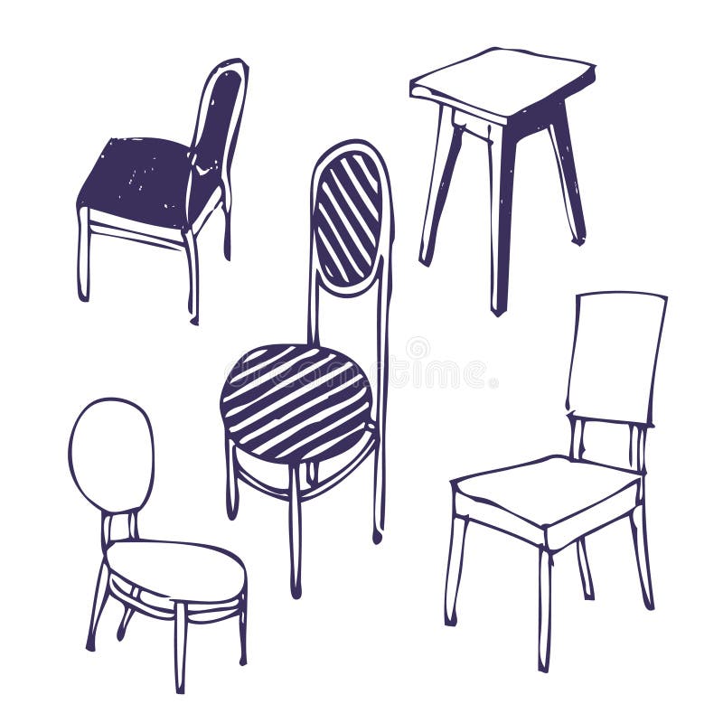 Hand-drawn Chairs. Isolated Stock Illustration - Illustration of fresh ...
