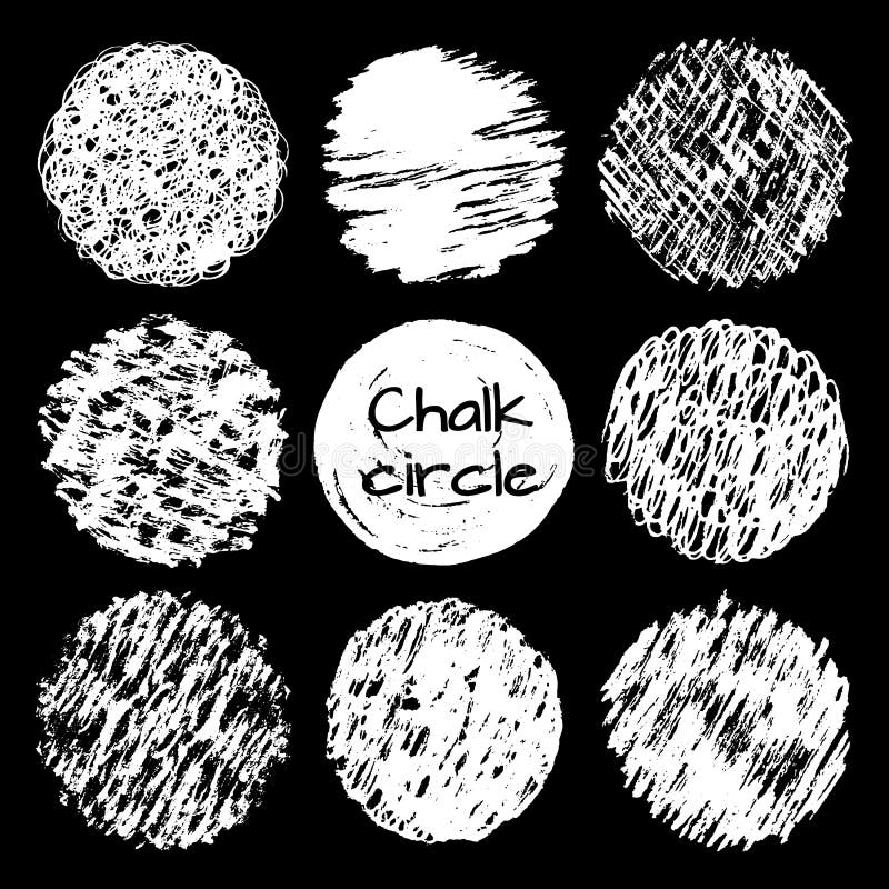 Hand Drawn Chalk Lines Scribbles Circles Different Textures Set. Stock ...