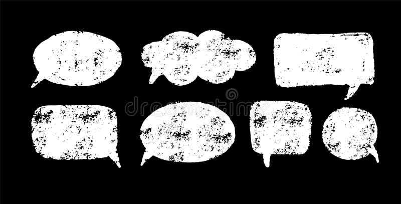 Hand Drawn Chalk Speech Bubble Vector Set. Texture Doodle Comic Talk ...