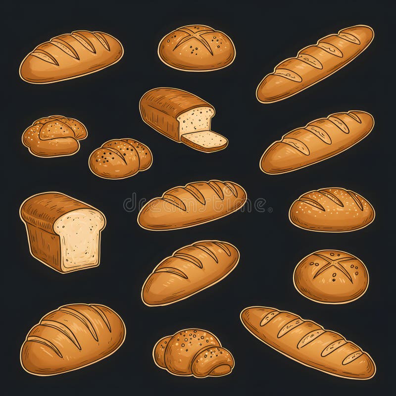 Vector Bakery Seamless Pattern. Blackboard Bread Banner, Hand Drawn ...