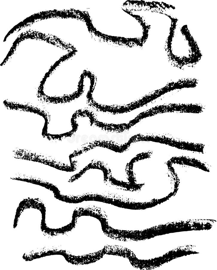 Hand Drawn Chalk Texture Wave Brushes Set Stock Vector - Illustration ...