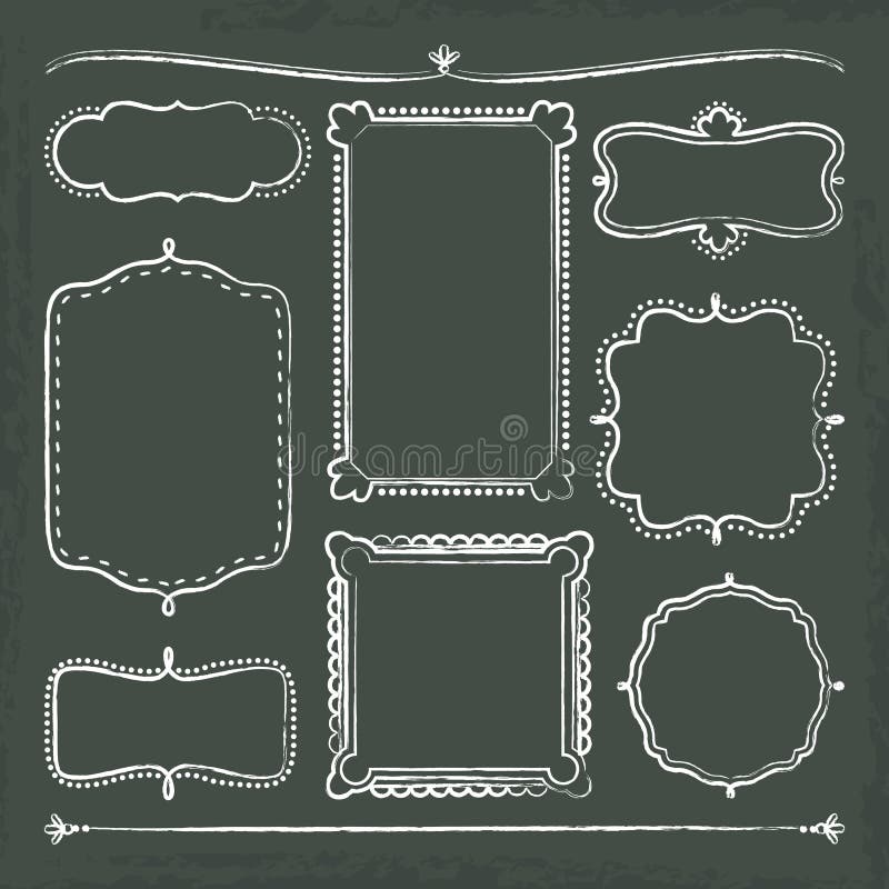 Hand Drawn Chalkboard Frames Stock Vector - Illustration of sign, retro ...