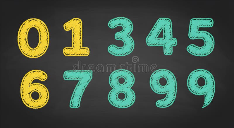 Hand Drawn Chalkboard Numbers from Zero To Nine, Fun Educational Style ...
