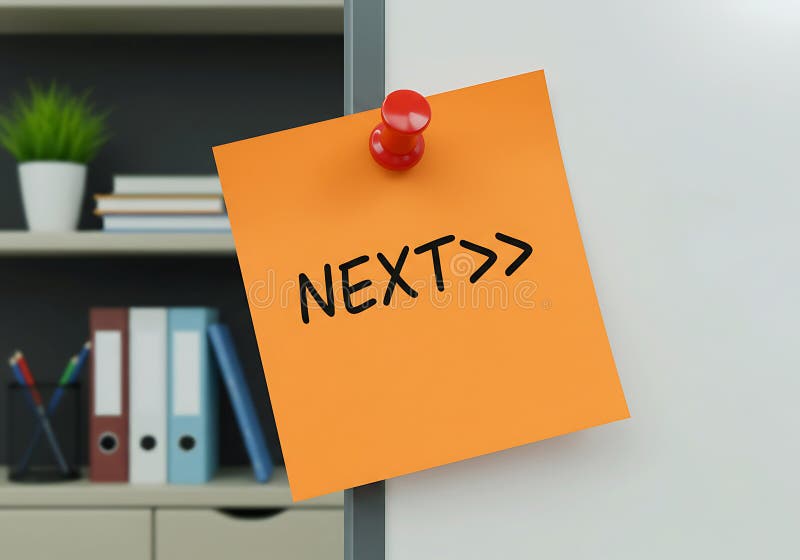 Office Sticky Note with Next Message on Whiteboard Surface Stock ...