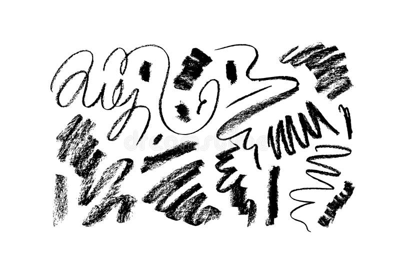 Hand Drawn Charcoal Doodle Vector Black Lines. Stock Vector ...