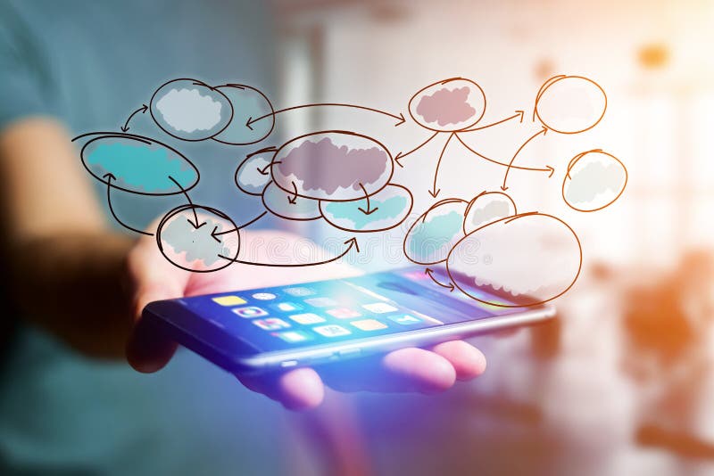 Hand Drawn Angel and Demon Icon Going Out a Smartphone Interface Stock ...