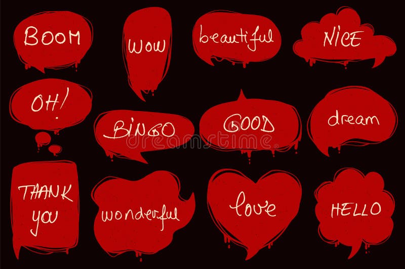 Hand Drawn Chat Bubble in Red and Black Color. Frames for Selecting ...