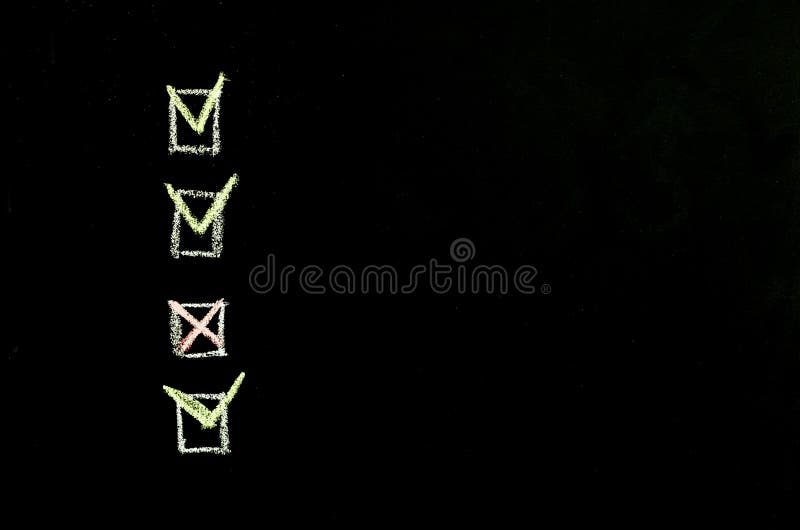 Hand Drawn Check Box on Chalkboard Stock Image - Image of hand, school ...