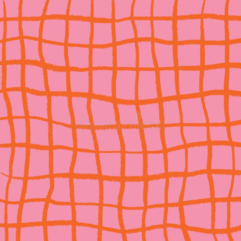 Hand Drawn Checkered Pattern, Pink and Red. Vector Scribbles, Stripes ...