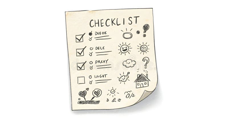 Hand-Drawn Checklist stock illustration. Illustration of cute - 373162200