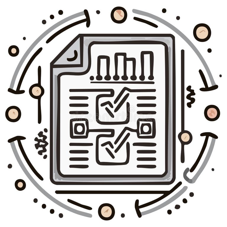 Hand-drawn Checklist Diagram with Progress Bars and Circular Arrows ...
