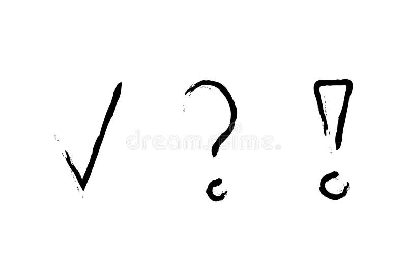 Hand-drawn Checkmark, Question, and Exclamation Marks Stock Vector ...