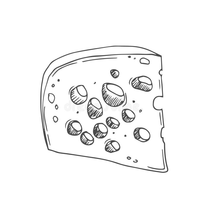 Hand Drawn Cheddar Cheese Sketch Illustration Stock Vector ...