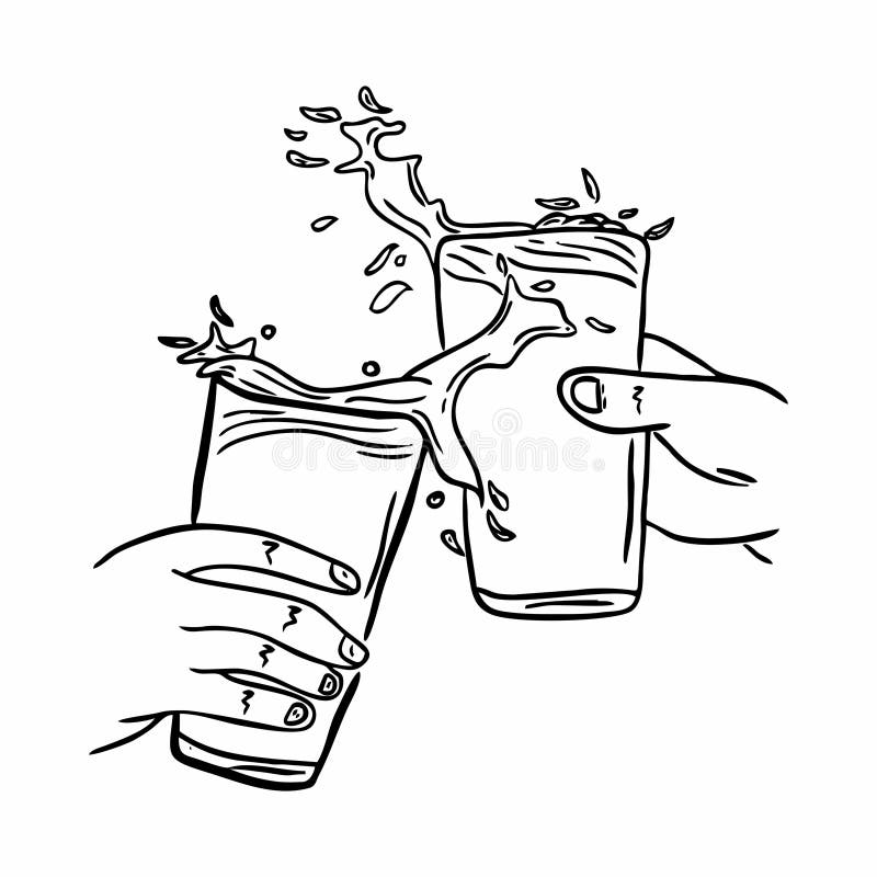 Hand Drawn Cheers Beer with Glasses Icon Illustration Stock Vector ...