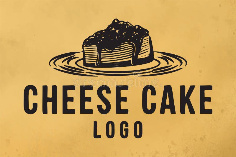 Hand Drawn Cheese Cake Logo Designs Inspiration Stock Vector ...