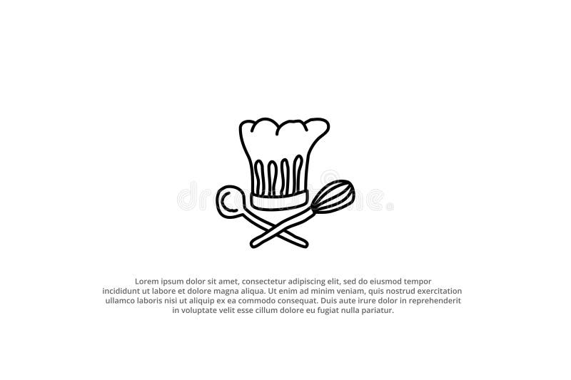Hand Drawn Chef Hat with Crossed Spoon and Whisk Stock Illustration ...