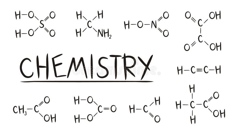 Hand Drawn Chemical Formulas of Different Substances Stock Vector ...