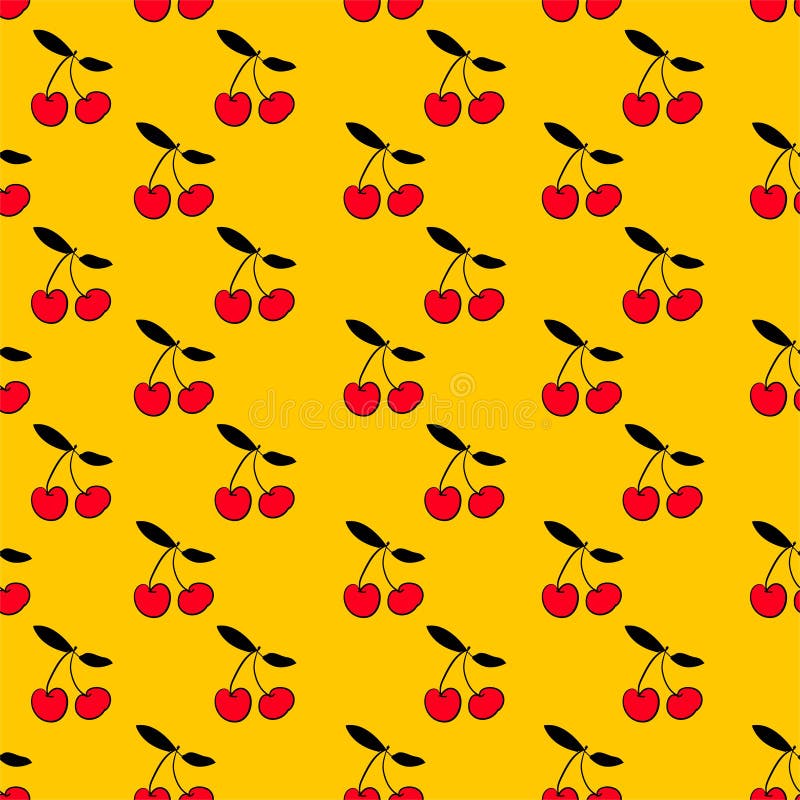 Hand Drawn Cherry Print and Pattern Seamless. Spring Summer Trend ...