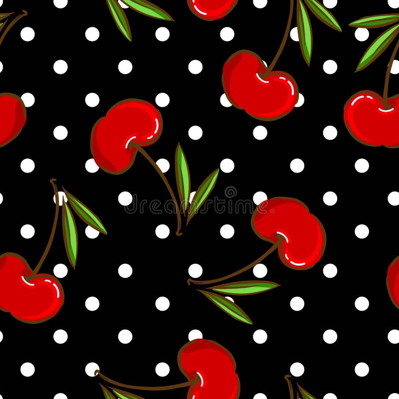 Hand Drawn Cherry Print and Pattern Seamless. Spring Summer Trend ...