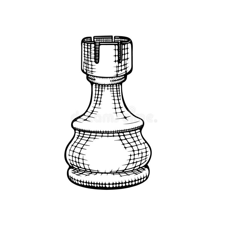 Hand drawn chess rook stock vector. Illustration of mate - 242383998