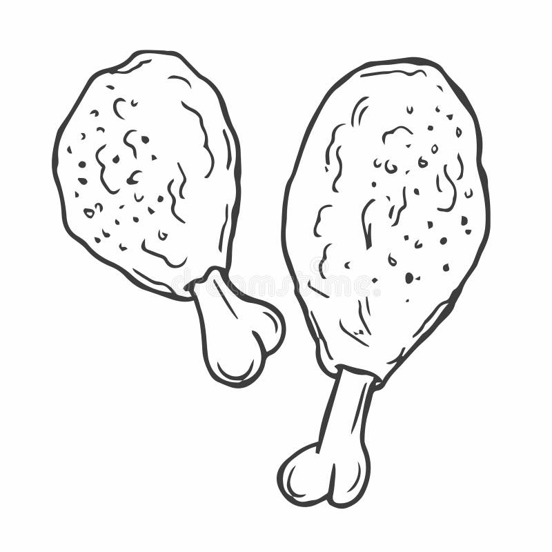 Hand Drawn Chicken Leg. Doodle Vector Sketch Illustration Stock ...