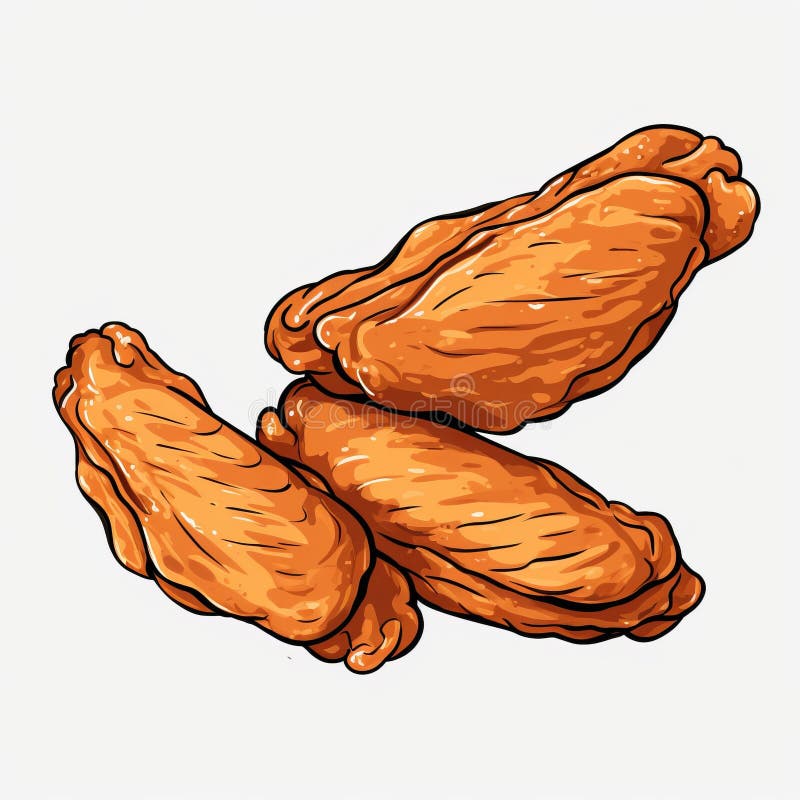 Hand Drawn Chicken Wings - Vector Flat Clean Shape with Flat Color ... Hand Drawn Chicken Wings - Vector Flat Clean Shape with Flat Color ...