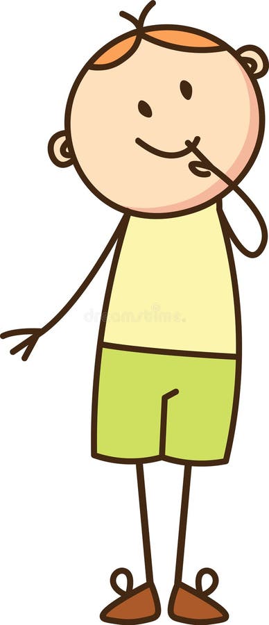 Hand Drawn Child Standing Smiling Stock Vector - Illustration of happy ...