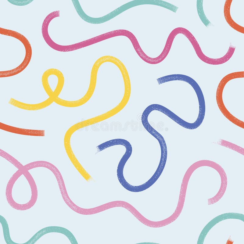 Hand Drawn Childish Maze Seamless Pattern. Party Style Ink Brush Lines ...